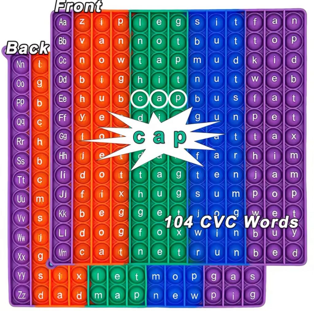 Ranzah Educational CVC 104 Word Pop fidget toy ABC Letters Alphabets ...
